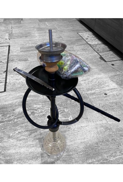 Nargileci Ömer Büyük Boy Siyah Nargile Takımı Seti Sipsi