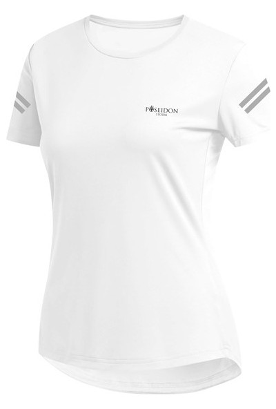 Poseidon Storm Kadın Beyaz Günlük Sporcu Tişörtü S-3xl - Koldan Iki Flexo Baskı - M1
