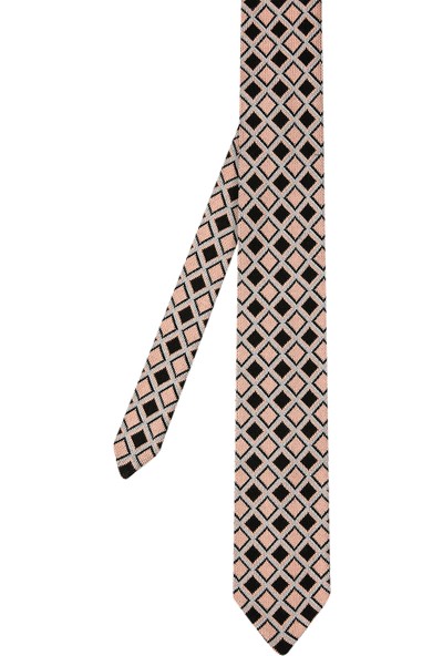 Hemington Karo Desen Pudra Siyah Triko Kravat Hemington Karo Desen Pudra Siyah Triko Kravat