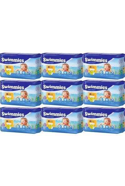 Swimmies Mayo Bebek Bezi Medium-Orta 12+Kg 99 'lu (9 Lu Set) Swimmies Mayo Bebek Bezi Medium-Orta 12+Kg 99 'lu (9 Lu Set)
