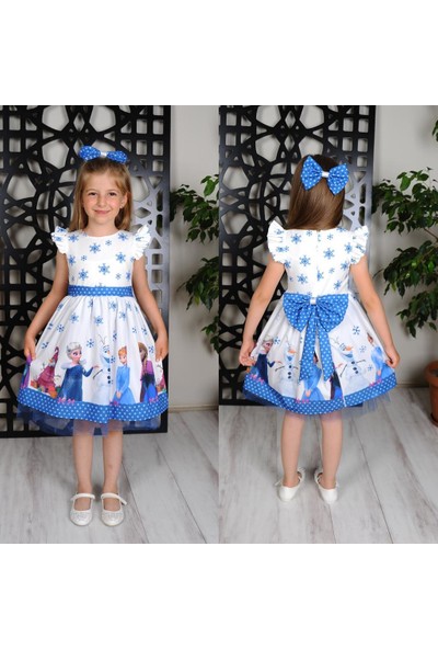 Neşeli Bebek Kız Çocuk Beyaz Karlar Ülkesi Elsa Prenses Elbisesi Neşeli Bebek Kız Çocuk Beyaz Karlar Ülkesi Elsa Prenses Elbisesi