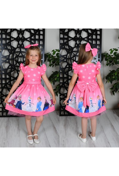 Neşeli Bebek Kız Çocuk Pembe Karlar Ülkesi Elsa Prenses Elbisesi Neşeli Bebek Kız Çocuk Pembe Karlar Ülkesi Elsa Prenses Elbisesi