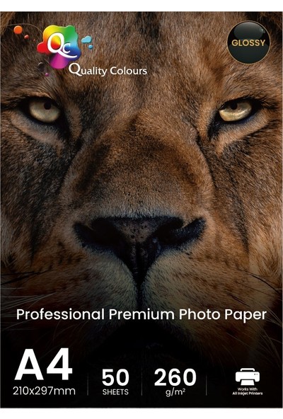 QC A4 Fotoğraf Kağıdı 260 gr Parlak 50 Yaprak