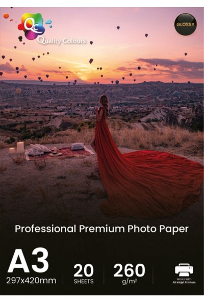 QC A3 Fotoğraf Kağıdı 260 gr Parlak 20 Yaprak