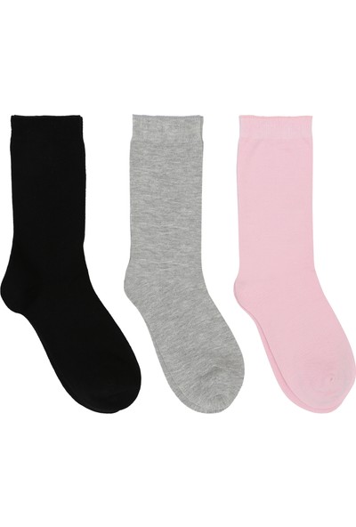 Moduna Göre Moda 3'lü Kadın Düz Soket Çorap Set