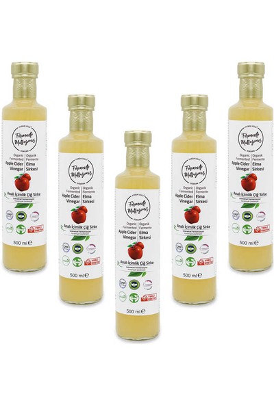 Fermente Mutfağım Organik Elma Sirkesi 5'li