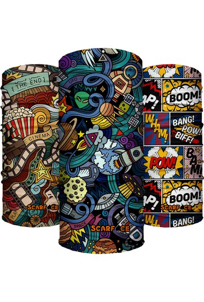 Scarface 3'lü Set Bandana/buff/boyunluk/outdoor - 012 Scarface 3'lü Set Bandana/buff/boyunluk/outdoor - 012