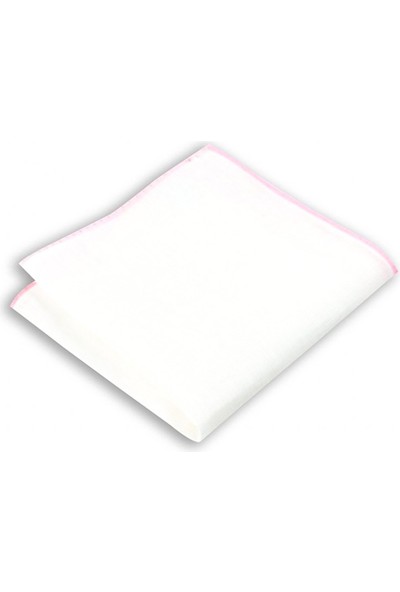 1001 Kravat Pembe Kenar Çizgili 33X33 cm Ölçülerinde Keten Cep Mendili