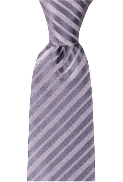 1001 Kravat Gri Çizgili 8,2 cm Genişliğinde Kravat