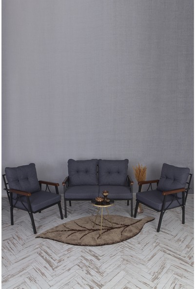 Ufuk Home Balkon, Bahçe Mobilyası 2+1+1 Takım Mavi