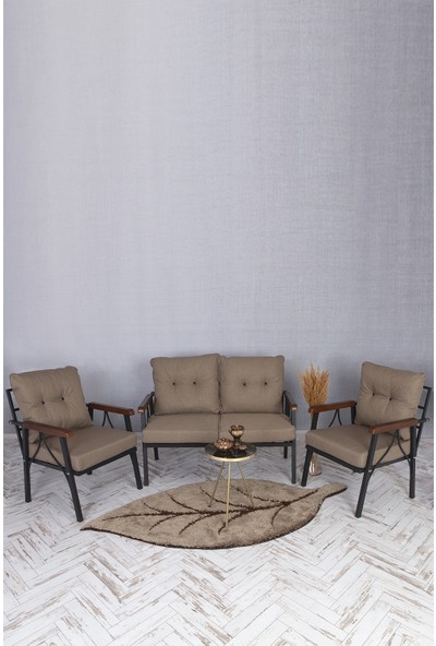 Ufuk Home Balkon, Bahçe Mobilyası 2+1+1 Takım Bej Renk
