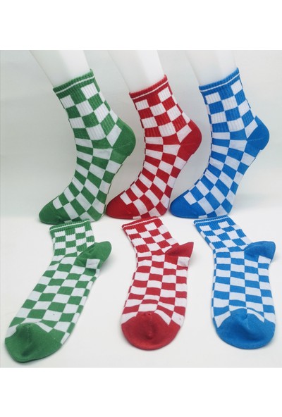 Havi 3 Çift Kareli Dikişsiz Bayan Çorabı