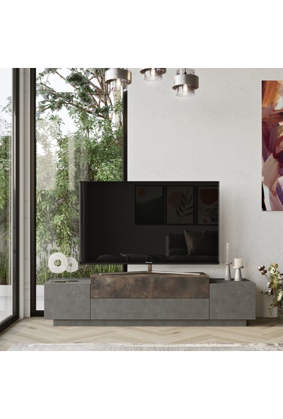 Robin Home Lujo Tv Ünitesi Tv Sehpası 160CM Beton-Bronz