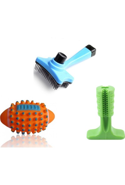 Dream Plus Köpek Diş Kaşıma Oyuncak ve Tarak Seti Pati Set 1