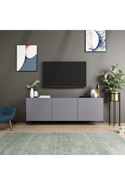 BMdekor TV Sehpası Duvara Asma Wishe Antrasit 150 cm