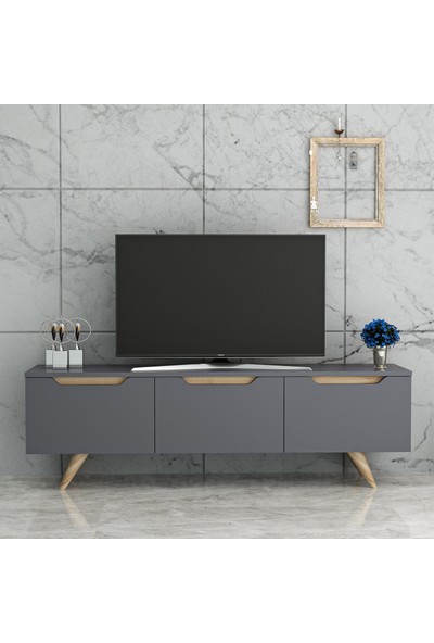 BMdekor TV Sehpası Parka Antrasit Meşe 150 cm