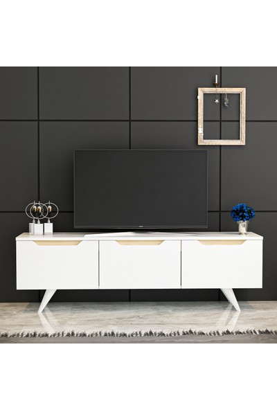 BMdekor TV Sehpası Parka Beyaz Meşe 150 cm