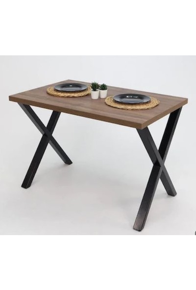 Sedef Lenor Yemek Masası Çapraz Ayaklı Mutfak Ceviz Yemek Masası