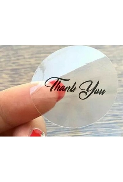 Neşeli Accessories Şeffaf Thank You Etiket 4x4 cm 70 Adet