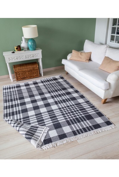 Koza Halı Duo Beyaz Siyah Çift Taraflı Yıkanabilir Dokuma Kilim 22991A Koza Halı Duo Beyaz Siyah Çift Taraflı Yıkanabilir Dokuma Kilim 22991A