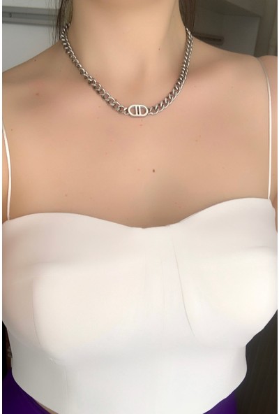 ÇLK Accessories Çelik Klasik Zincir Plaka Çerçeve Detay Çelik Kolye ÇLK Accessories Çelik Klasik Zincir Plaka Çerçeve Detay Çelik Kolye