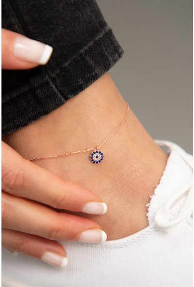 Elika Silver Kadın Rose Kaplama Nazar Model 925 Ayar Gümüş Halhal Elika Silver Kadın Rose Kaplama Nazar Model 925 Ayar Gümüş Halhal