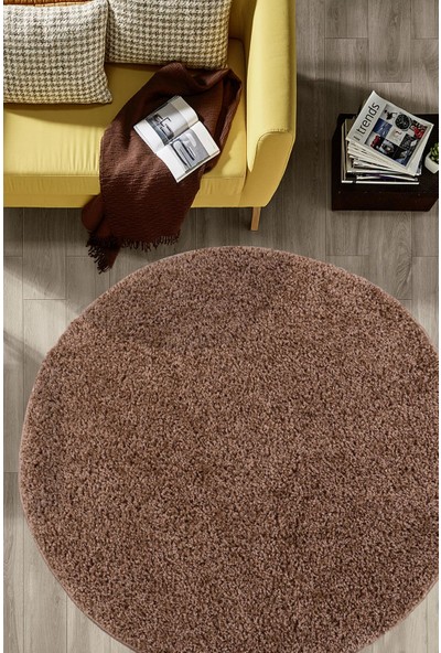 Gala Halı 30 mm Hav Yüksekliğinde Moka Rengi Oval Shaggy Halı