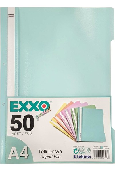 Exxo Pastel Telli Dosya 50'li Turkuaz Exxo Pastel Telli Dosya 50'li Turkuaz