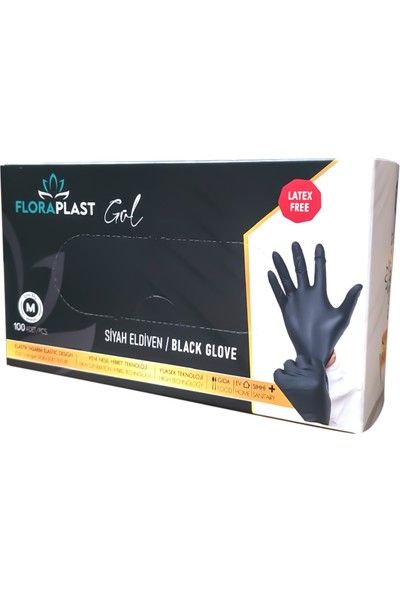 Floraplast Glove S Beden Tpe/pe Poşet Siyah Elastik Eldiven 100 Adet Floraplast Glove S Beden Tpe/pe Poşet Siyah Elastik Eldiven 100 Adet