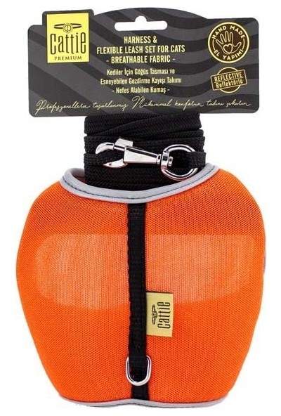 Cattie Havalı Dokuma Kedi Göğüs & Gezdirme Takımı Turuncu 1X25-35 cm Cattie Havalı Dokuma Kedi Göğüs & Gezdirme Takımı Turuncu 1X25-35 cm