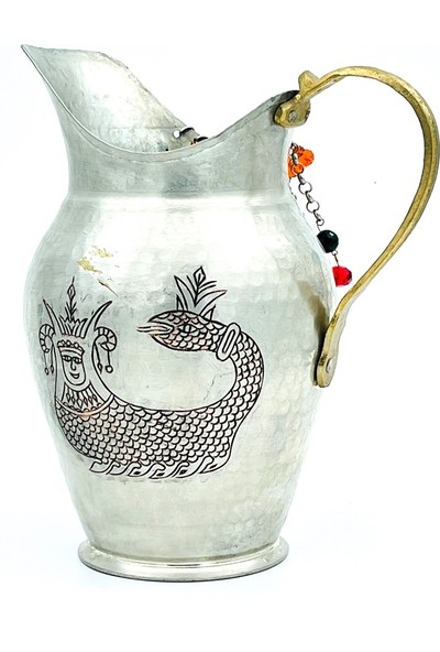 Tanrıkulu Bakırcılık Bakır Sürahi Doğal Taş Süslü