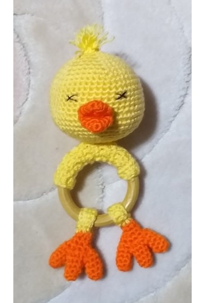 Oyuncak Park Civciv Diş Kaşıyıcı Çıngırak Amigurumi Organik Oyuncak