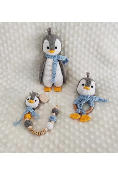 Oyuncak Park Penguen Yeni Doğan Takımı Amigurumi Organik Oyuncak