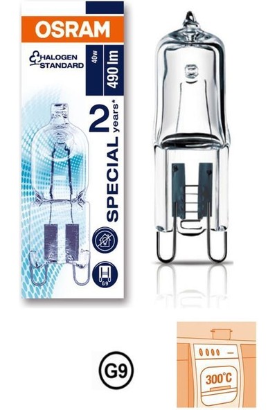 Osram 66740 40W Halopin Fırın Ampul G9 Duy 2700K Osram 66740 40W Halopin Fırın Ampul G9 Duy 2700K