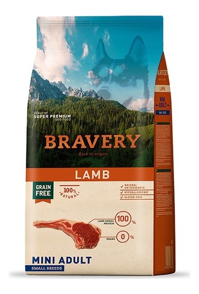 Bravery Küçük Irk Kuzulu Tahılsız Yetişkin Köpek Maması 2 kg Bravery Küçük Irk Kuzulu Tahılsız Yetişkin Köpek Maması 2 kg