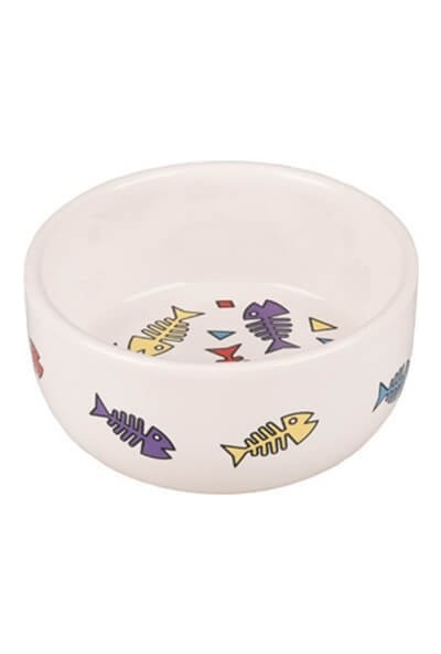 Flamingo Balık Desenli Porselen Mama Kabı 11X4.5 cm Flamingo Balık Desenli Porselen Mama Kabı 11X4.5 cm