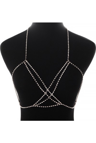 Chavin 4mm. Su Yolu Taşlı Kadın Kolye Zincir Vücut Takısı EM30BY