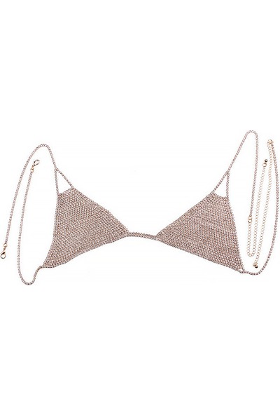 Chavin Komple Taşlı Gold Kadın Sütyen Zincir Vücut Takısı EM34SR