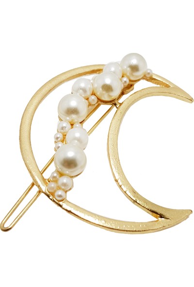 Chavin Yapay Incili Gold Ay Şeklinde Kadın Toka EM08