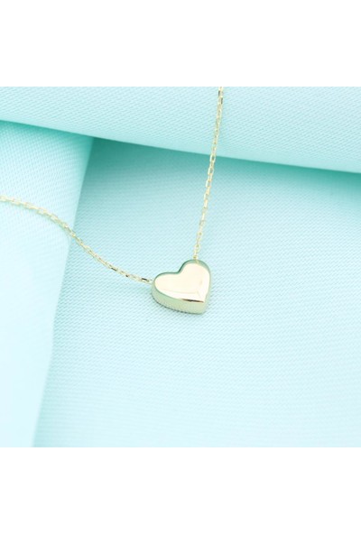 İryum 14 Ayar Altın 3D Kalp Kolye