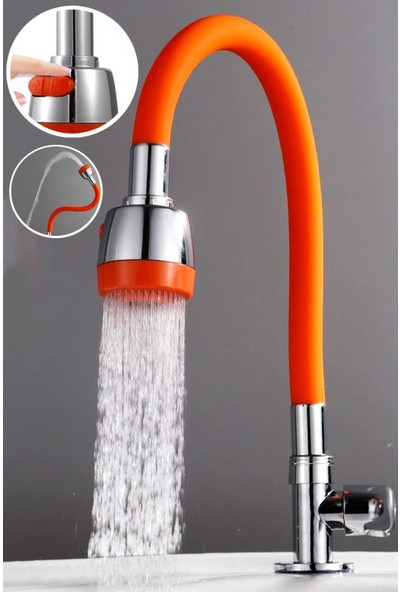 Yayke Oynar Başlıklı Tasarruflu Silikon Musluk Başlığı Kubar Çift Fonksiyonlu Turuncu Yayke Oynar Başlıklı Tasarruflu Silikon Musluk Başlığı Kubar Çift Fonksiyonlu Turuncu