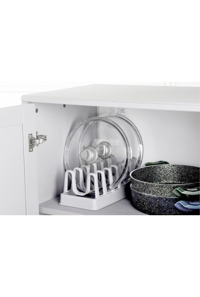 Gondol Plastik Gondol 6 Bölmeli Dolap Içi Tencere Kapak Düzenleyici