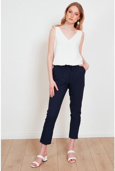 Lela Yüksek Bel Belden Bağlamalı Cepli Pantolon Kadın Pantolon 6050024