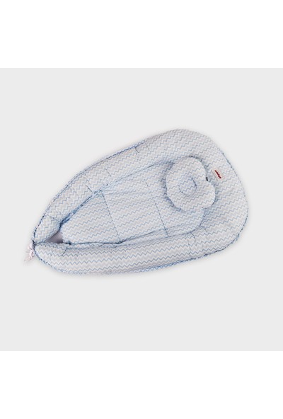 Miniço Zigzag Desenli Mavi Anne Yanı Yatağı Miniço Zigzag Desenli Mavi Anne Yanı Yatağı