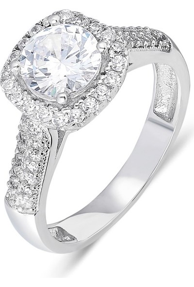 İpek Silver 925 Ayar Gümüş Baget Taşlı Kadın Yüzük