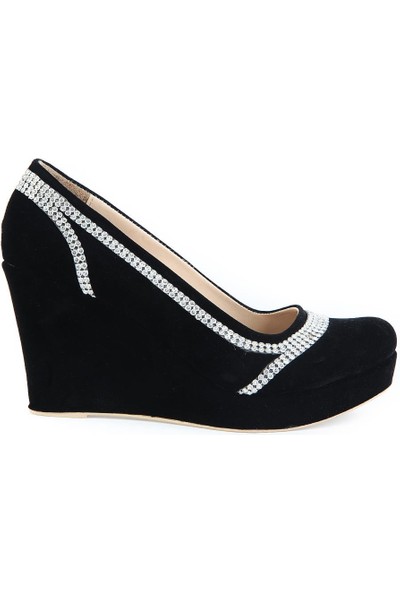 Ayakcenter 846-25 Süet 9cm Dolgu Topuklu Kadın Ayakkabı