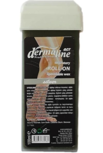 Dermaline Roll-On Kartuş Sir Ağda Silver 100ML Dermaline Roll-On Kartuş Sir Ağda Silver 100ML