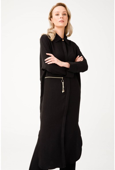 Esswaap Yarasa Kollu Tunikli Pantolonlu Takım Siyah Esswaap Yarasa Kollu Tunikli Pantolonlu Takım Siyah