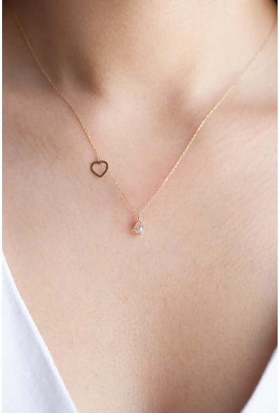 Uşaklıhafız Kuyumculuk 14 Ayar Altın Beyaz Taşlı Kalp Figürlü Kolye Uşaklıhafız Kuyumculuk 14 Ayar Altın Beyaz Taşlı Kalp Figürlü Kolye