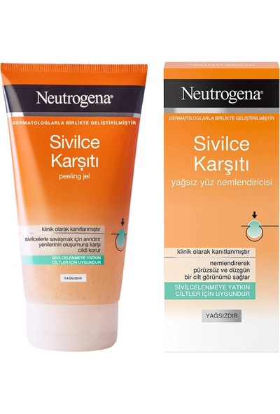 Neutrogena Sivilce Karşıtı Peeling Jel 150 ml + Sivilce Karşıtı Yağsız Yüz Nemlendiricisi 50 ml